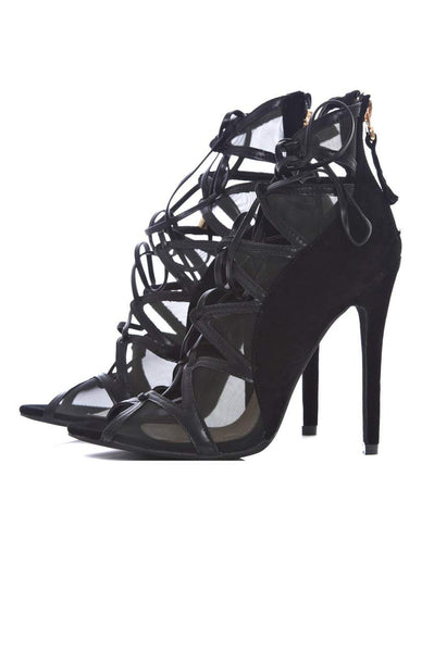 Mesh Lace Up Heels – AX Paris