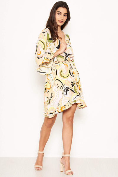 Multi Printed Wrap Over Dress – AX Paris