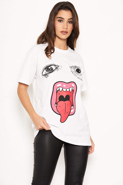 Face Print White T-Shirt – AX Paris