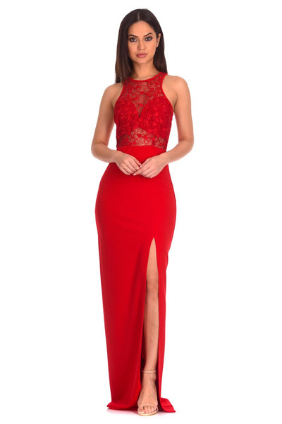 Red Lace Top Maxi Dress – AX Paris